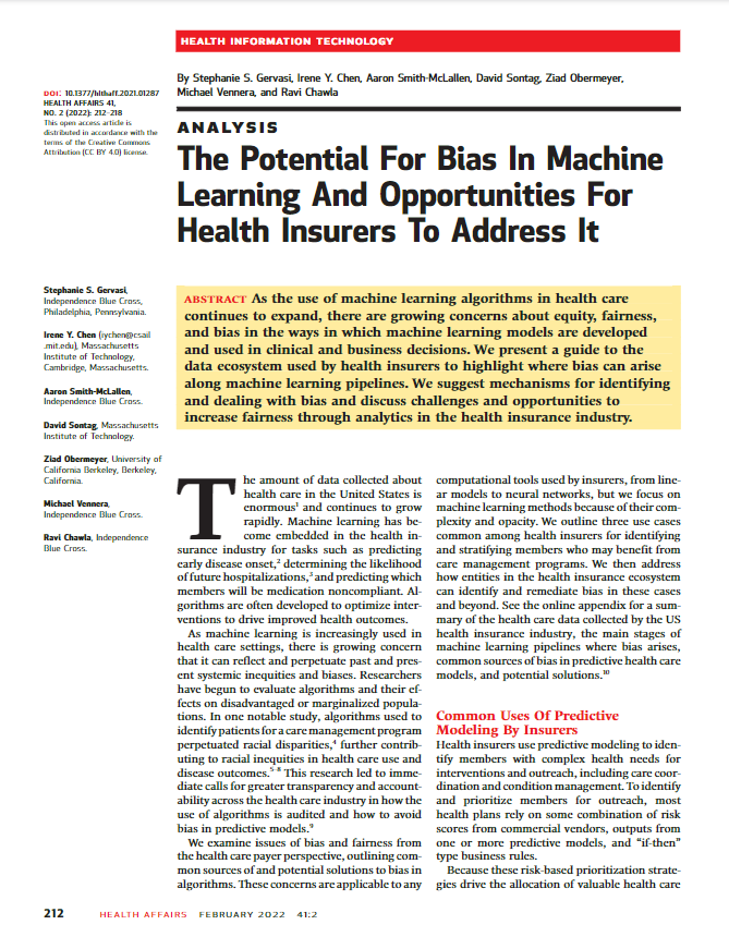 The Potential For Bias In Machine Learning And Opportunities For Health Insurers To Address It the-potential-for-bias-in-machine-learning-and-opportunities-for-health-insurers-to-address-it